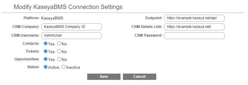 Kaseya BMS Integration Setup - 1Stream